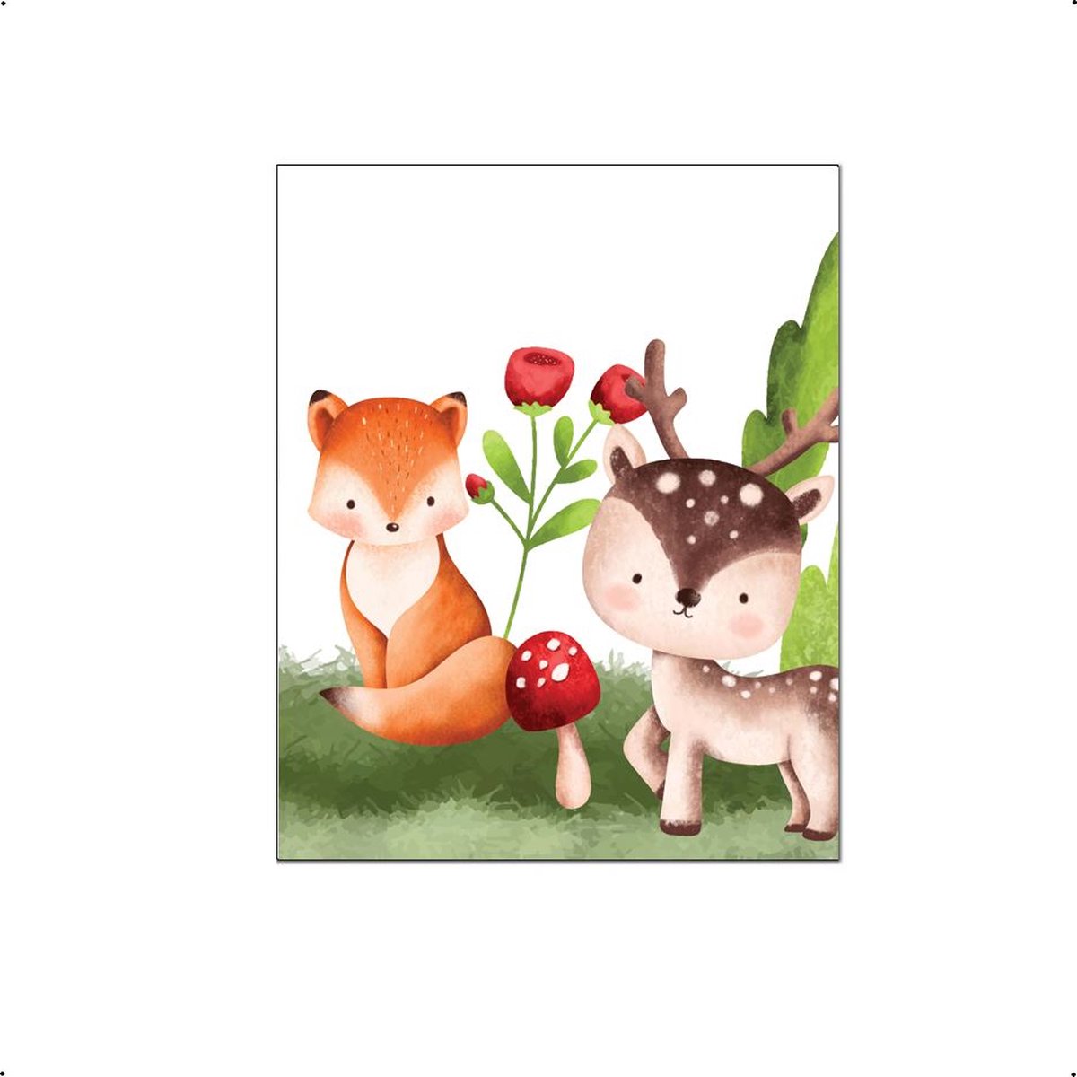 PosterDump - Poster Animaux de la Forêt Renard et Cerf à l'Aquarelle ...