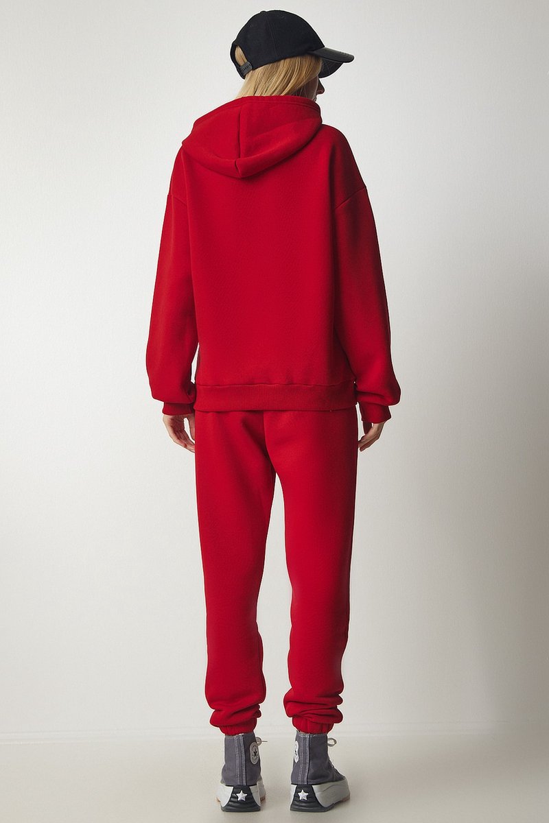 Happiness Istanbul Standaard mouw Kap Rode fleece trainingspak met ...