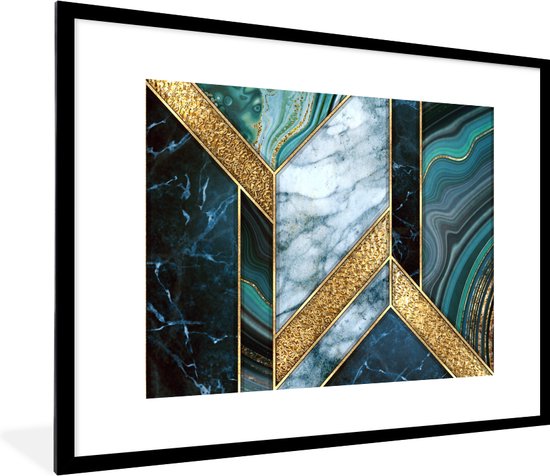 Fotolijst incl. Poster - Marmer - Mozaïek - Goud - 80x60 cm ...
