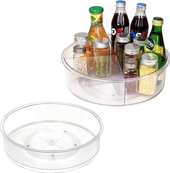 2 stuks draaiplateau keukenorganizer, draaiplateau voor koelkast, draaischijf,... | bol