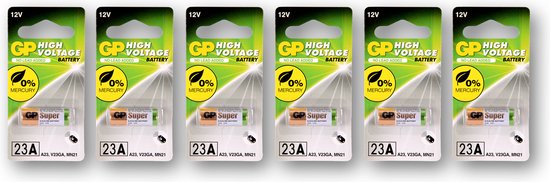 Piles rondes GP Super Alcaline 23A 12V MN21 - Set de 6 | Sans plomb et ...