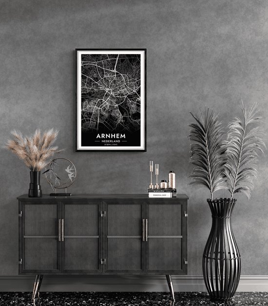 Arnhem Poster - Zwart - Arnhem Map - Kaart van Arnhem - Stad - Arnhem Kaart - Arnhem... | bol
