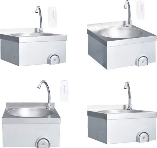 vidaXL Wasbak met kraan en zeepdispenser roestvrij staal - Handwasbak ...