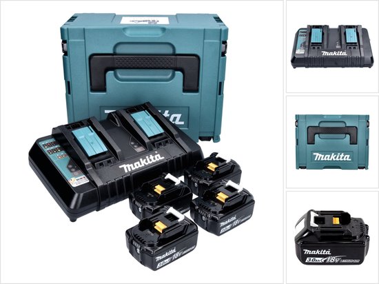 Makita Power Source Kit 18 V met 4x BL 1830 B batterijen 3,0 Ah (4x 197599-5) + DC 18... | bol