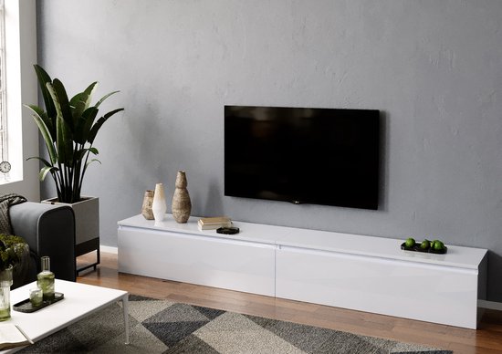 Nova Design Ezra 276 cm TV Meubel Hoogglans Wit | bol