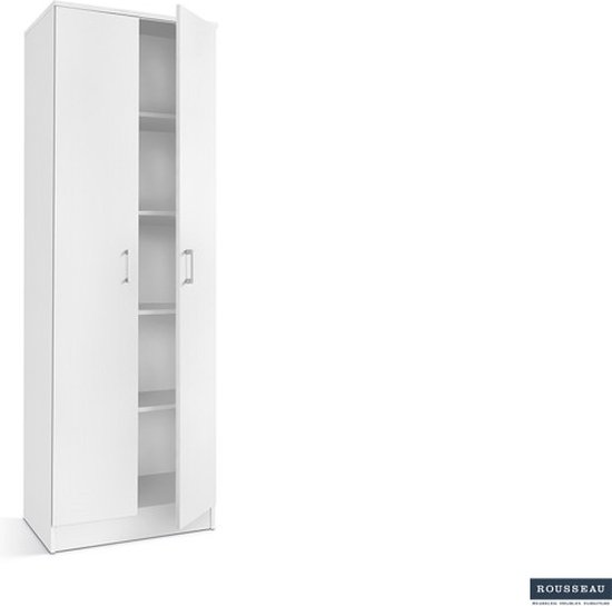 Opbergkast 'Ray' 2 deuren en 4 legplanken Wit, Spaanderplaat en decor | bol
