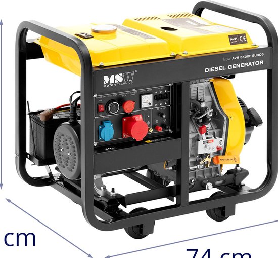 MSW Noodgenerator diesel - 1830 / 5500 W - 12,5 L - 240/400 V - mobiel ...