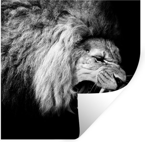 Muurstickers - Sticker Folie - Leeuw - Portret - zwart - Wit - Dieren - 120x120 cm -... | bol