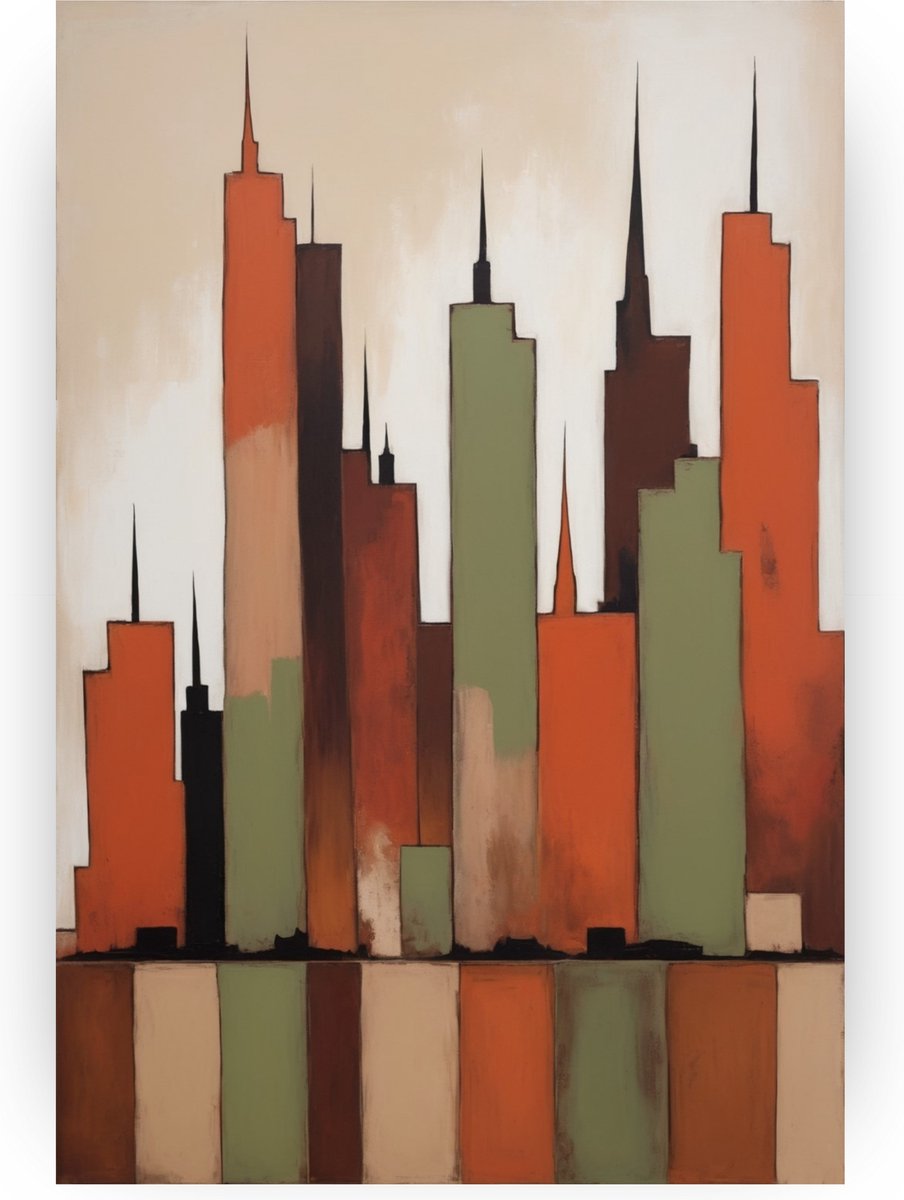 Skyline abstract schilderij - Skyline schilderij - Glasschilderijen vintage -... | bol