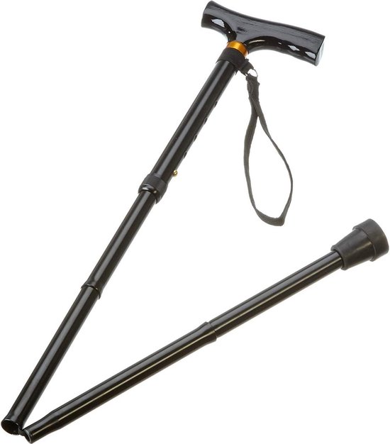 Wandelstokken, zwart, opvouwbare wandelstokken, 84-93 cm, ultralichte ...