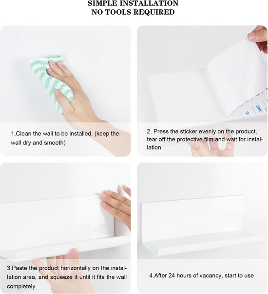 Zwevende wandplanken van acryl, 2 stuks zwevende boekenkast, zonder ...