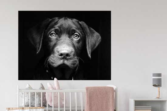 Muurstickers - Sticker Folie - Hond - Licht - Zwart - 120x90 cm - Plakfolie -... | bol