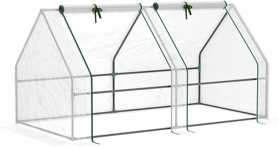 Janneke - Mini Tuinkas 180x90x90 cm met Witte Stalen Buis – compacte ...