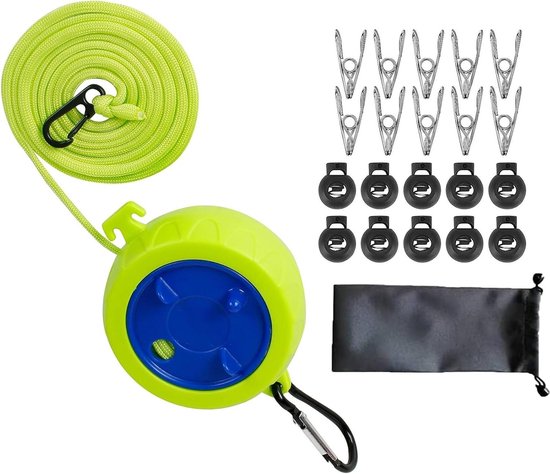 10m Retractable Portable Anti-Wrap Travel Clothesline Adjustable ...