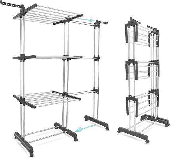 Extendable Drying Tower with 6 Folding Wings on 3 Levels | bol