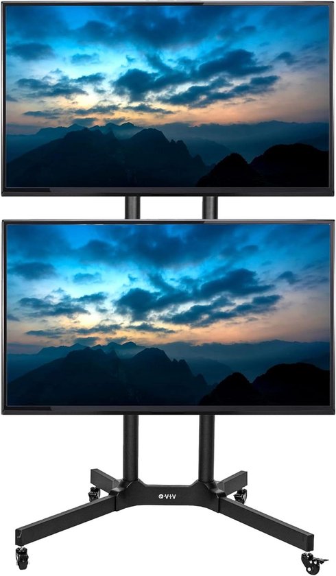 Rolling Dual Screen TV Cart for 32 to 65 inch LCD LED Plasma Flat Panel ...