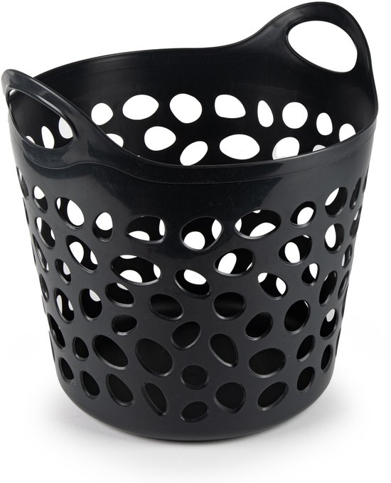 Plasticforte Flexibele wasmand/opbergmand - rond - zwart - 35 liter - D40 x H39 cm | bol