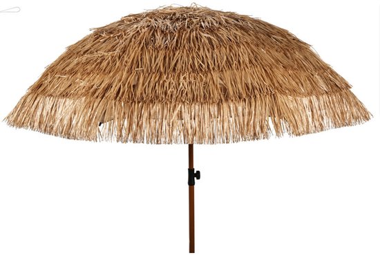 Raffia Design parasol - naturel - D220 cm - Inclusief Opbergtas - zomer ...