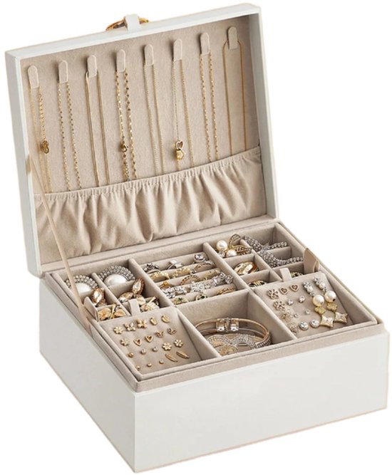 Jewelry Box - 2 Level Storage - Sieraden Organizer - Velvet interieur ...