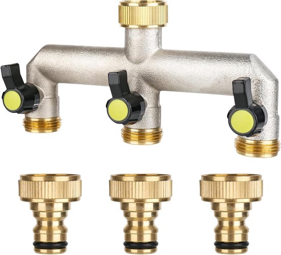 Allecto Plus - 3-weg waterverdeler messing kraanadapter 3/4 slang - 3 distributeurs -... | bol