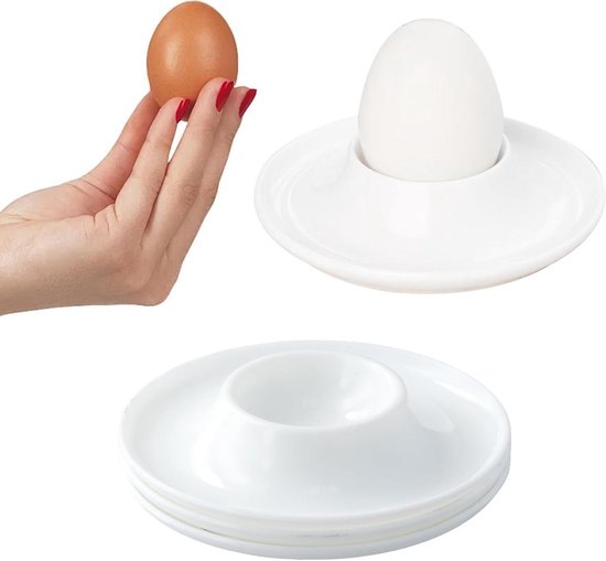 Titel: Set van 4 eierdopjes in keramiek voor gekookt ei - Eierhouder voor ontbijttafel | bol