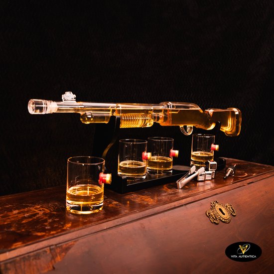 Whiskey Karaf – Shotgun Geweer – 4 Whiskey Glazen – Whiskey Karaf Set ...