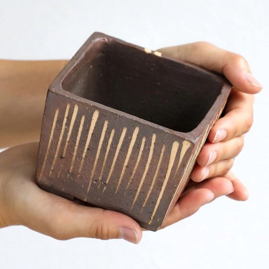 Handmade Square Glazed Bonsai Pot with Drain Holes – Ceramic 105mm ...