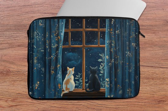 Housse de laptop 13 pouces - Chat - Ciel étoilé - Blauw - Laptop sleeve ...