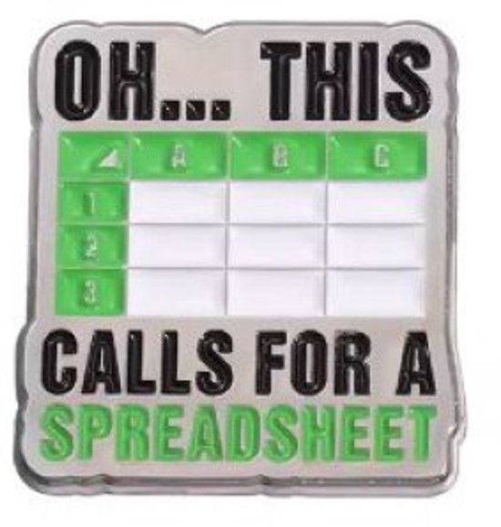 Pin Broche - enamel pin - kledingspeld - Excel spreadsheet | bol