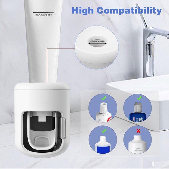 Toothpaste Dispenser Automatic with Cover - Dustproof Waterproof Wall ...