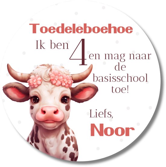 Stickers Gepersonaliseerd Koe – 20 stuks – 4 jaar & basisschool – Met ...