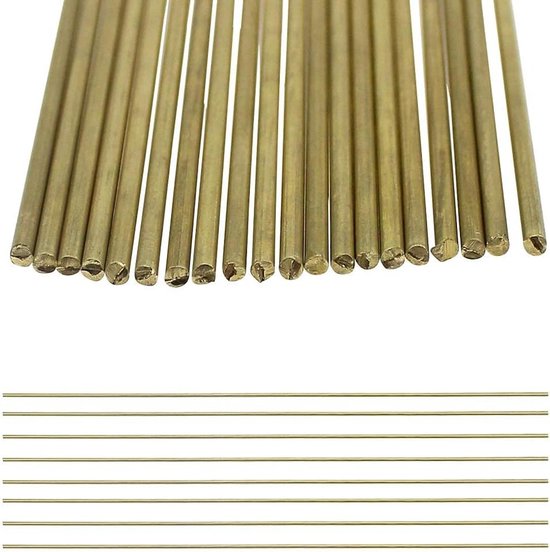 20 stuks soldeerstaven messing 2 mm x 250 mm voor industrieel lassen ...