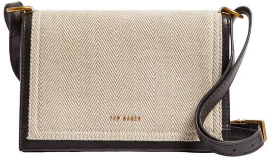 Ted Baker Leren Schoudertas Talea Herringbone Canvas Crossbody Bag Brn ...