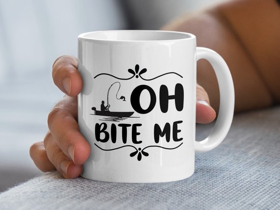 Vis Mok, Oh Bite Me Mok, Vissen Cadeau, Grappige Vissen Mok, Outdoor ...