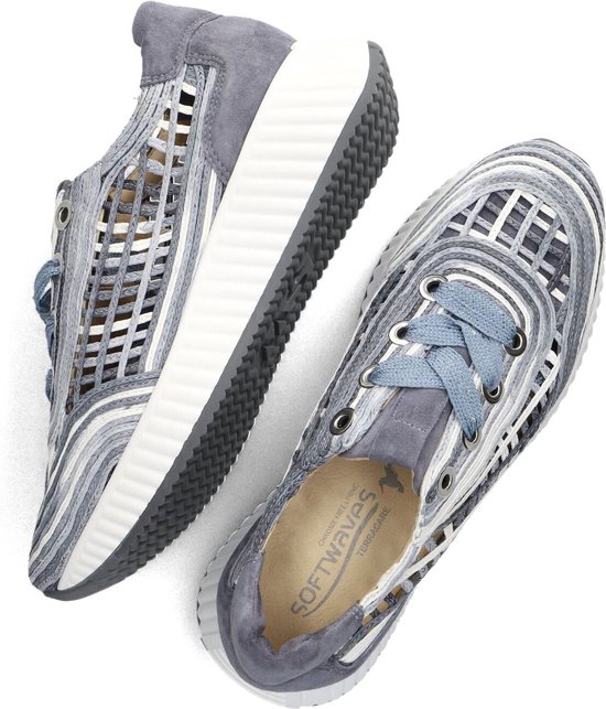 SOFTWAVES Ariana Lage sneakers - Leren Sneaker - Dames - Blauw - Maat 41 | bol