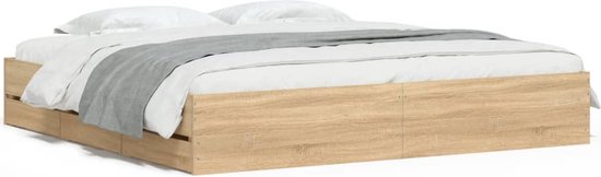 vidaXL - Bedframe - met - lades - bewerkt - hout - sonoma ...