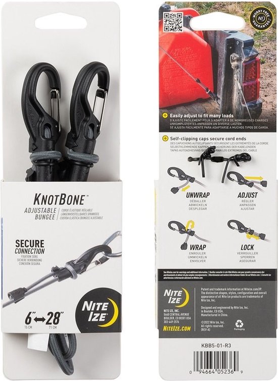 Nite Ize KnotBone Bungee Spanhaak Zwart 71CM | bol