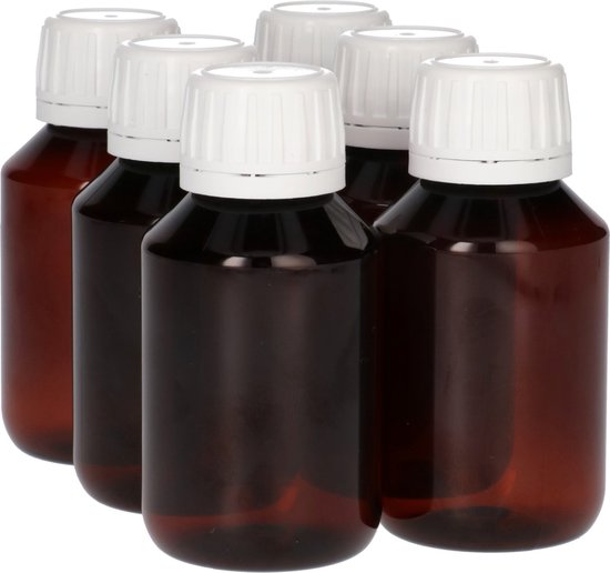 6x 100 ml Pharma PET Fles met Garantiedop - Plastic Flesjes Navulbaar ...