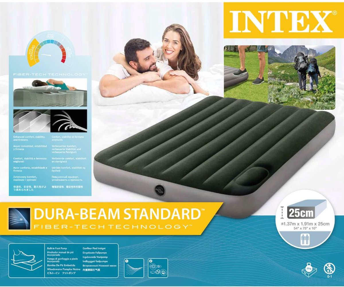 Intex Luchtbed - Twijfelaar - 137 x 191 x 25 cm - Groen - Met ...