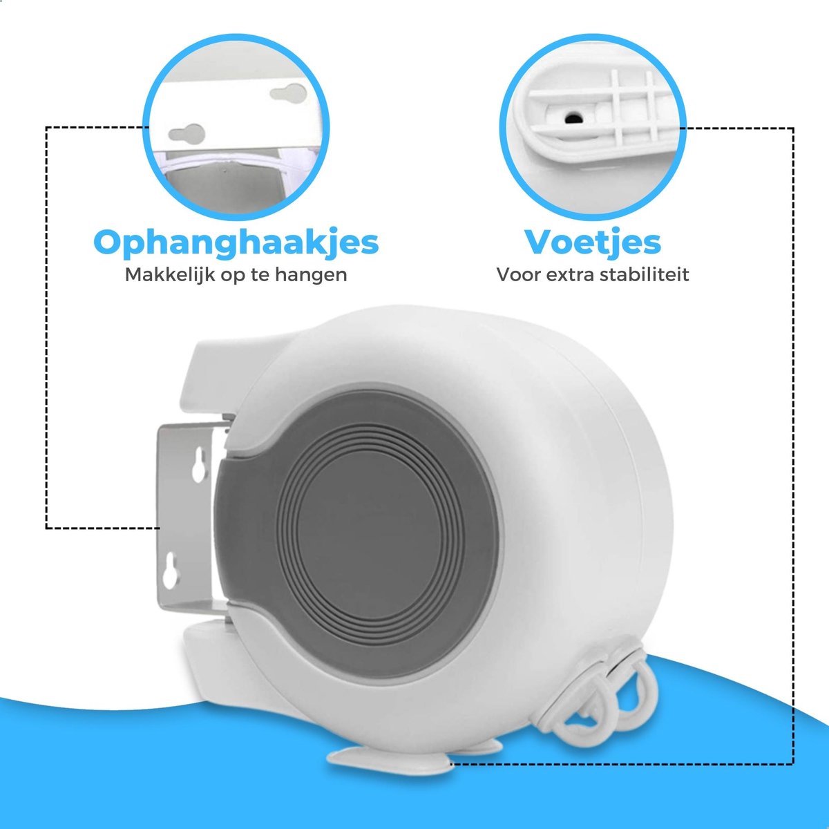 BestHome Sterke Uittrekbare Waslijn 2X13 Meter - Waslijn Uittrekbaar ...