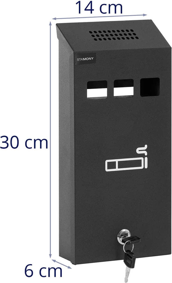 Stamony wandasbak - voor buiten & binnen - afsluitbaar - 30 x 14 x 6 cm ...