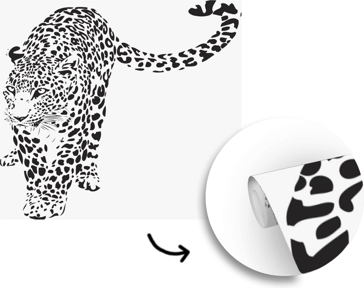 Papier peint photo peint vinyle - Illustration d'un léopard rampant ...