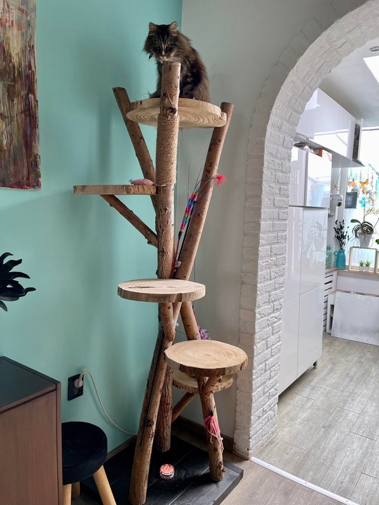 Catsy - Tree BLACK- Krabpaal Katten Natural Boomstam Klimboom Hout Design - Bruin - 75... | bol