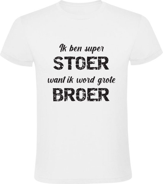 Ik ben super stoer want ik word grote broer Heren T-shirt | broertje ...