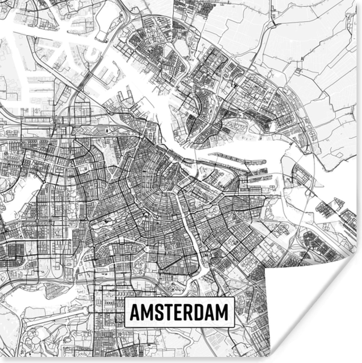 Affiche Plan de la ville d' Amsterdam - 75x75 cm - Carte | bol.com