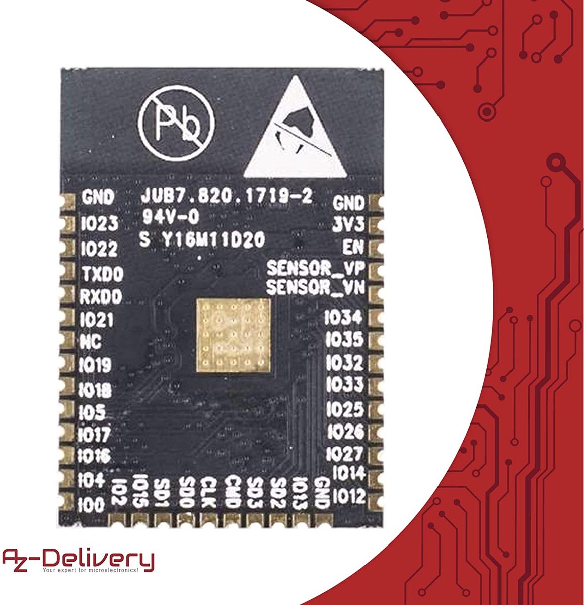 AZDelivery 5 x ESP32 Wlan WiFi-Module met Adapterplaat compatibel met ...