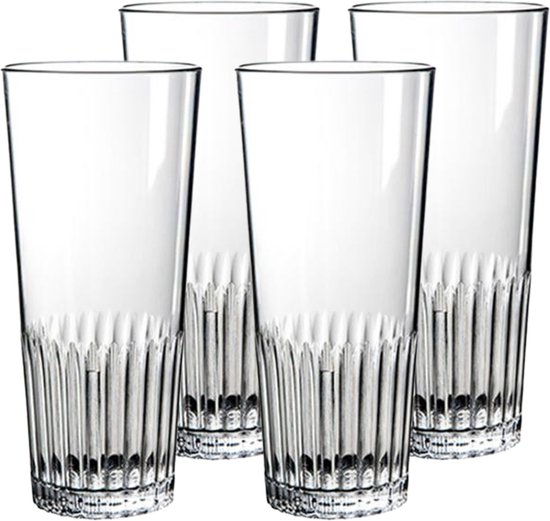 Bierglas Ribbel 250ml - Onbreekbaar Kunststof - Transparant - 4 Stuks | bol