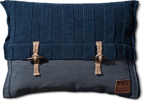 Knit Factory 6x6 Rib Sierkussen - Jeans - 60x40 cm - Kussenhoes ...