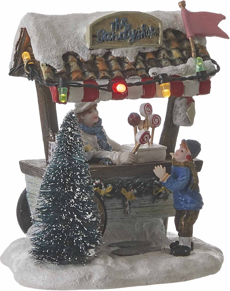 Luville Kerstdorp Miniatuur Snoepkraampje L9 5 X B8 X H10 Cm Bol