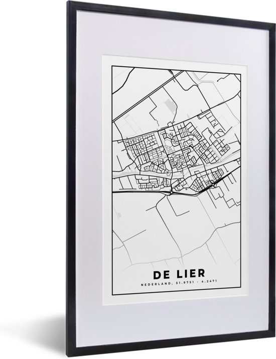 Fotolijst incl. Poster - Kaart - De Lier - Plattegrond - Stadskaart ...